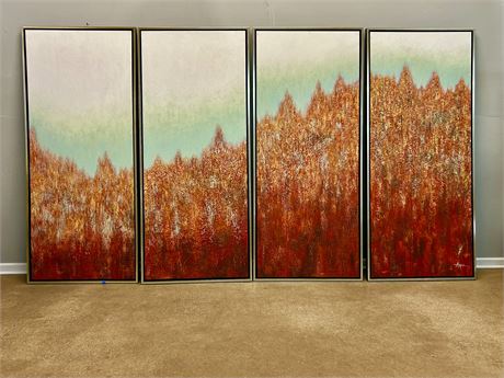 Transitional Design Online Auctions - Original Signed Large Panel Oil ...