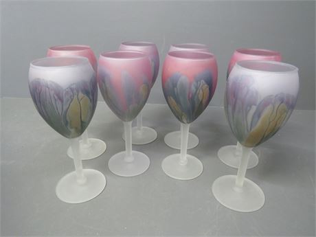 Transitional Design Online Auctions - Reuven Glass Nouveau Art Wine Goblets