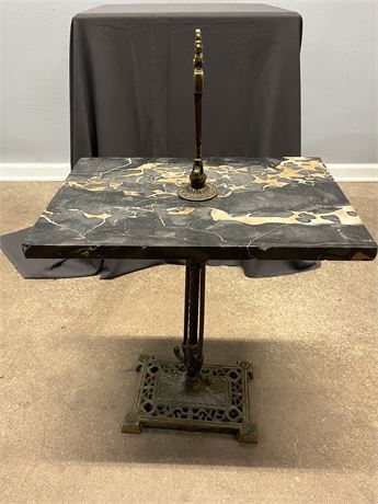 Transitional Design Online Auctions - Smokers Table/Cast Iron/Marble