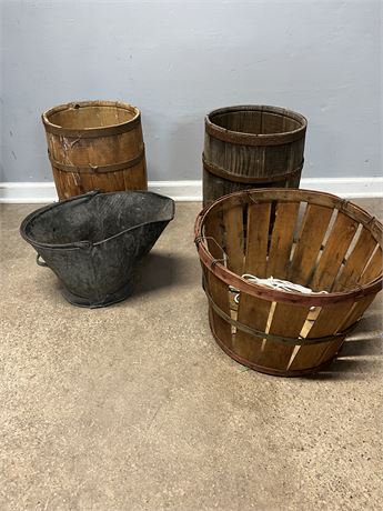 Transitional Design Online Auctions - Vintage Bushel / Barrel