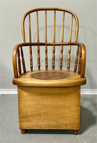 Transitional Design Online Auctions - Antique Wooden Chamber Pot Chair