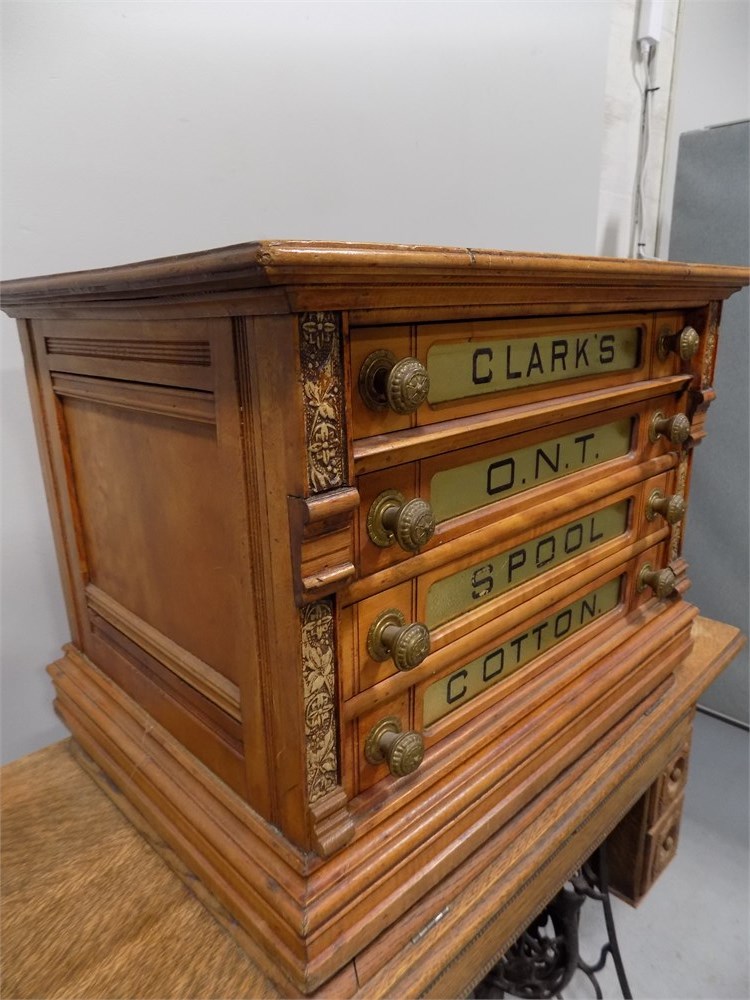 Transitional Design Online Auctions - Antique Clark's Spool Cabinet