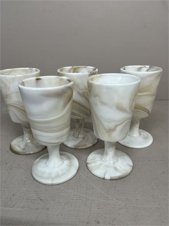 Transitional Design Online Auctions - Vintage Caramel Slag Goblets