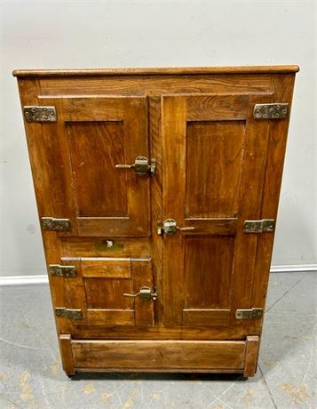 Transitional Design Online Auctions - Antique Oak Refrigerator Ice Box ...
