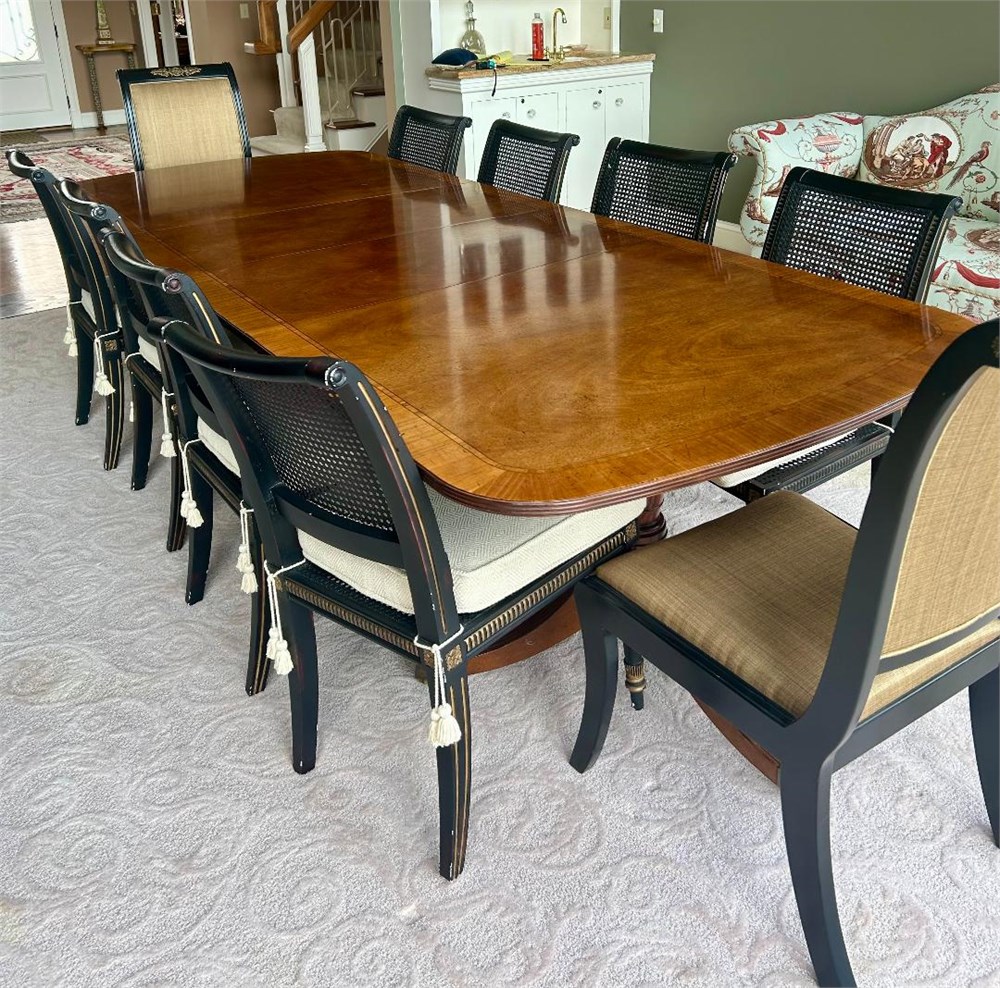 Transitional Design Online Auctions - Baker Dining Room Set / Table & 10 Chairs