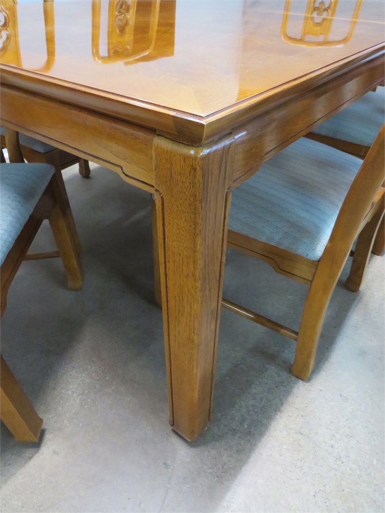 Transitional Design Online Auctions - Asian Style Burled Cherry Dining Set