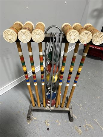 Transitional Design Online Auctions - Croquet Set / Vintage /Wood