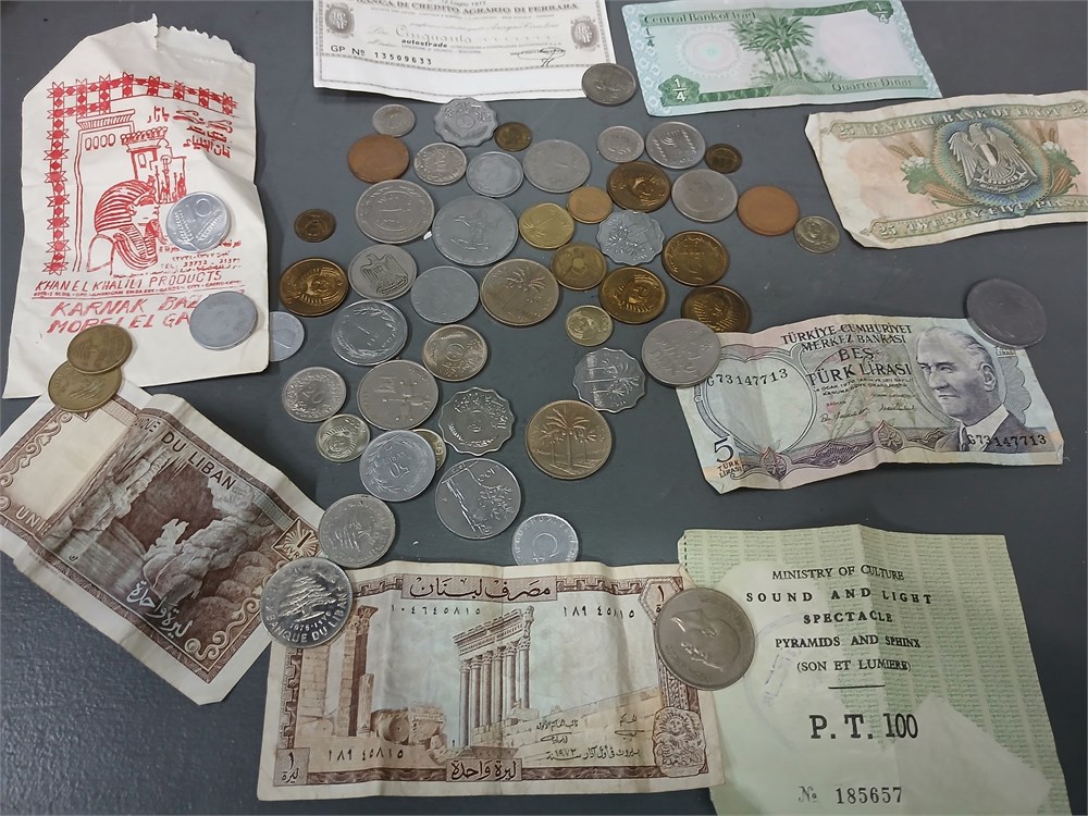 Transitional Design Online Auctions - Assorted vintage foreign coins ...