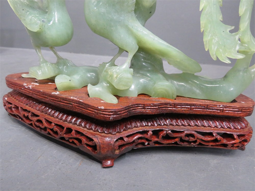 Transitional Design Online Auctions - Chinese Carved Jade Phoenix Bird ...