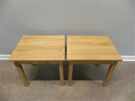 Transitional Design Online Auctions - Rustic Oak End Tables / Heavy ...