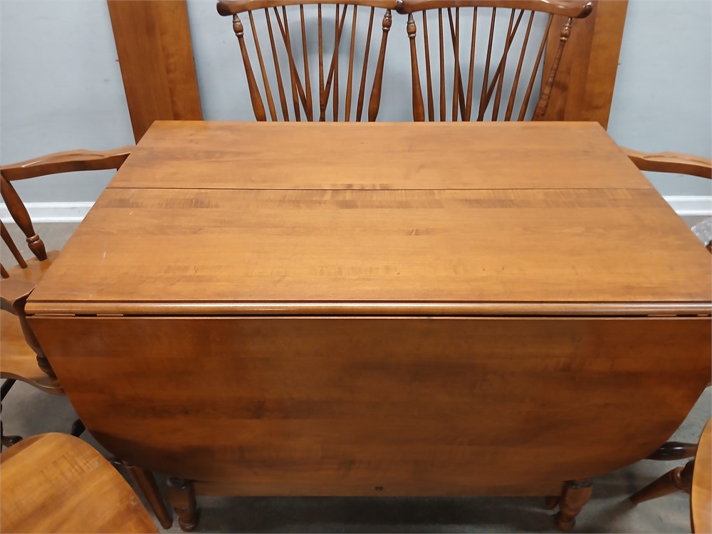Transitional Design Online Auctions - Maple drop-leaf dining table / 6 ...