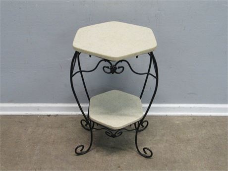Transitional Design Online Auctions - 2-Tier Wrought Iron Stand/Table