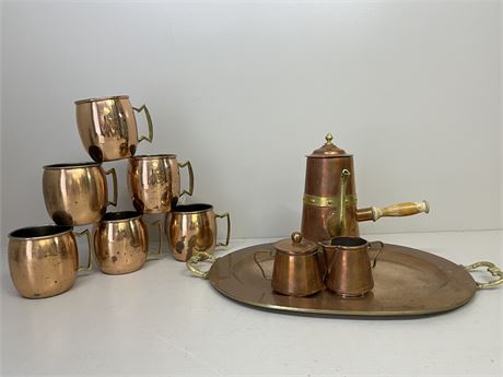 Transitional Design Online Auctions - Copperware / Tea/Coffee Set / Mugs