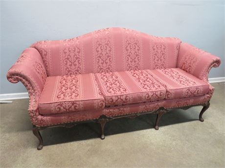 Transitional Design Online Auctions - Victorian Style Camelback Sofa