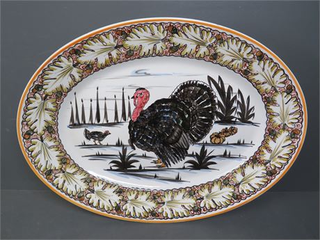 Transitional Design Online Auctions - Ceramic Turkey Platter Hand ...