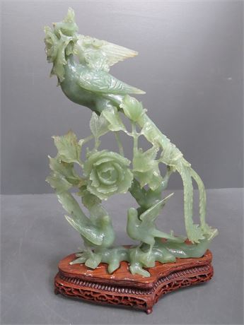 Transitional Design Online Auctions - Chinese Carved Jade Phoenix Bird ...