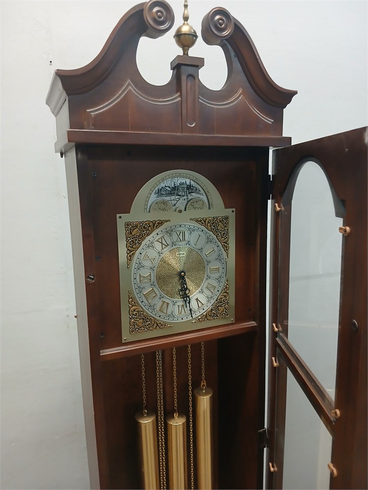 Transitional Design Online Auctions - Mahogany Piper Grandfather Clock