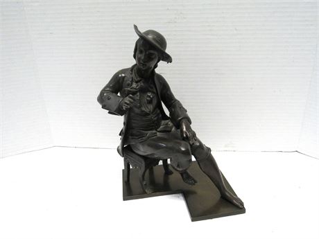 Transitional Design Online Auctions - Bronze Sculpture Seated Colonial ...