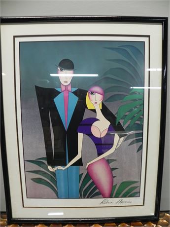 Transitional Design Online Auctions - Robin Morris Signed Lithograph / Modern Art Deco