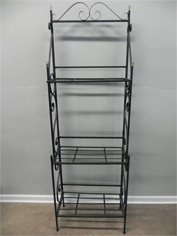 Transitional Design Online Auctions - Black Metal Folding Bakers Rack