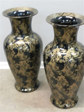 Transitional Design Online Auctions - Chinese Black & Gold Floor Vases ...