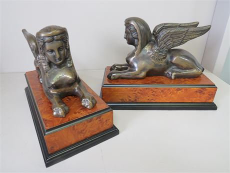 Transitional Design Online Auctions - Cast Metal Sphinx Sculptures