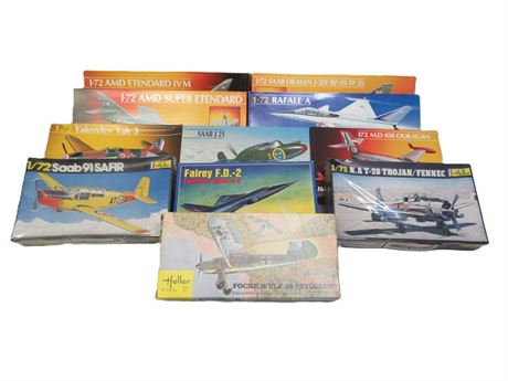 Transitional Design Online Auctions - 11 Model Airplane Kits - Heller ...