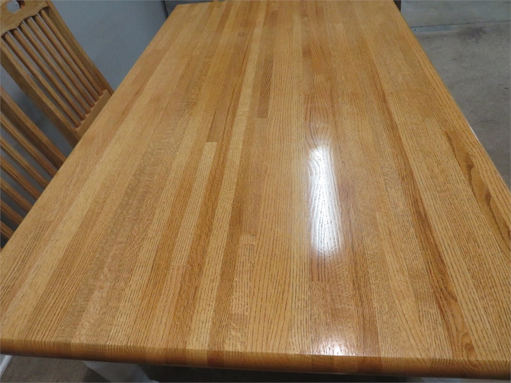 Transitional Design Online Auctions - Farmhouse Butcher Block Dining ...