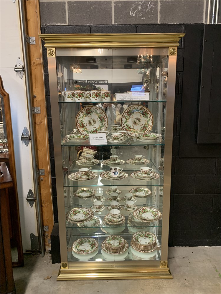 Transitional Design Online Auctions - Mixed Metal Glass Display Cabinet ...