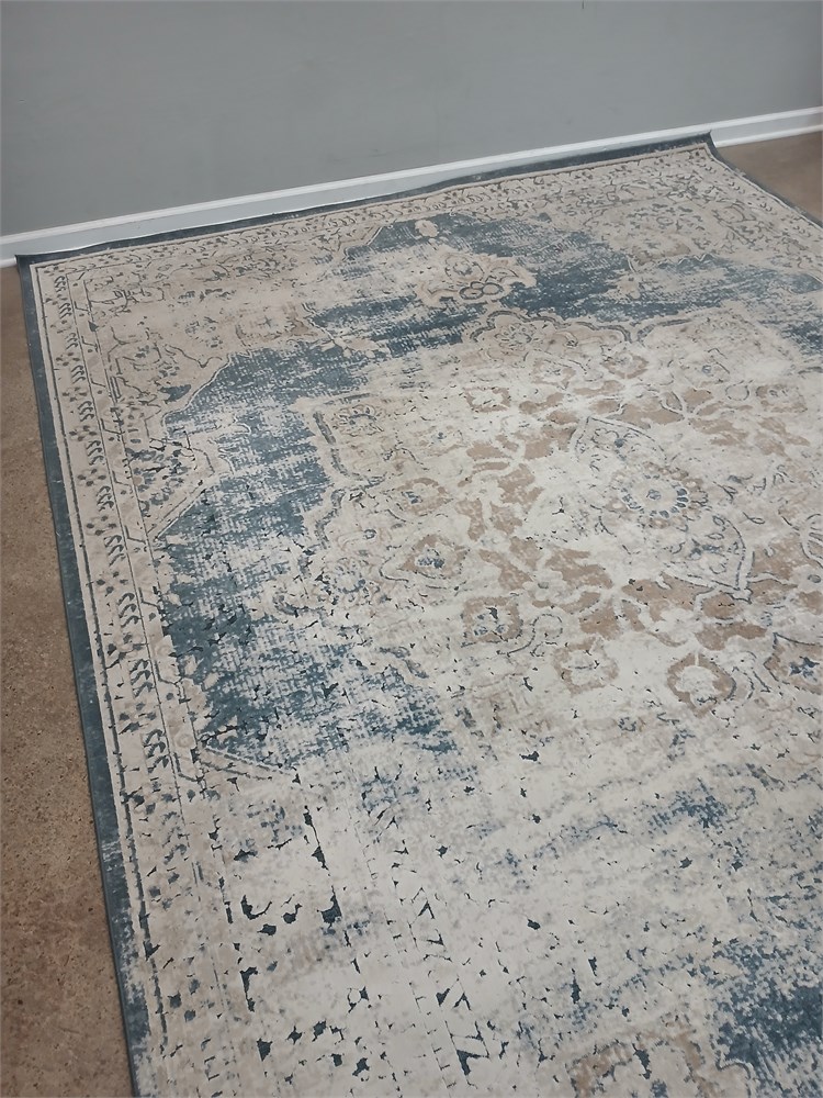 Transitional Design Online Auctions - Dark Blue & Gray Area Rug / Villa ...