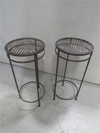Transitional Design Online Auctions - Metal Plant Stands Pair