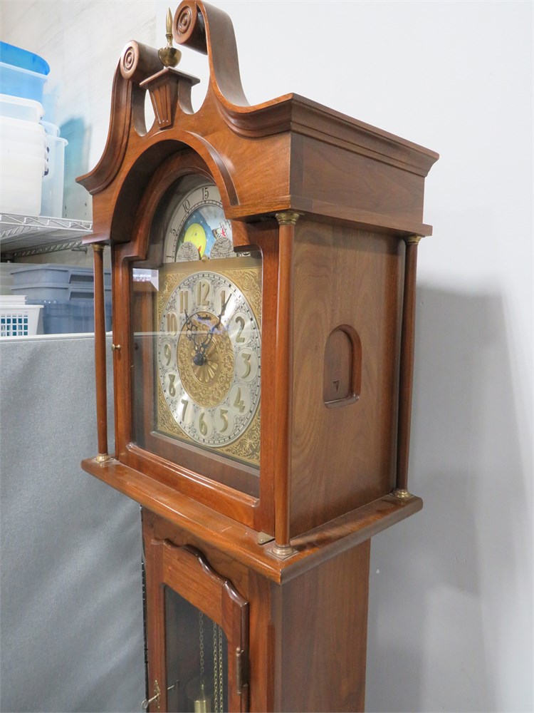 Transitional Design Online Auctions - DANEKER "The President" Walnut Moon-Phase Grandfather Clock