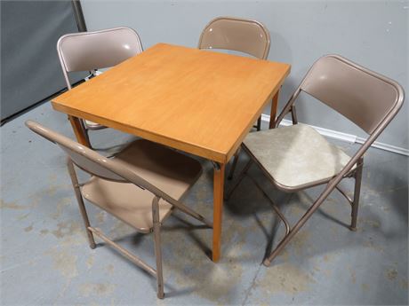 Transitional Design Online Auctions - Folding Card Table w/Chairs