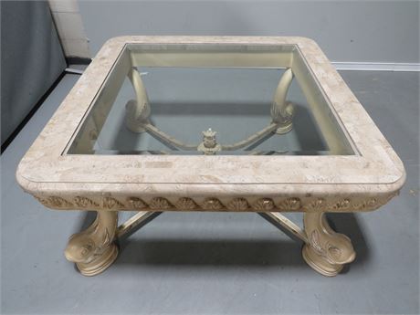 Transitional Design Online Auctions - Koi Fish Leg Table Faux Marble Top