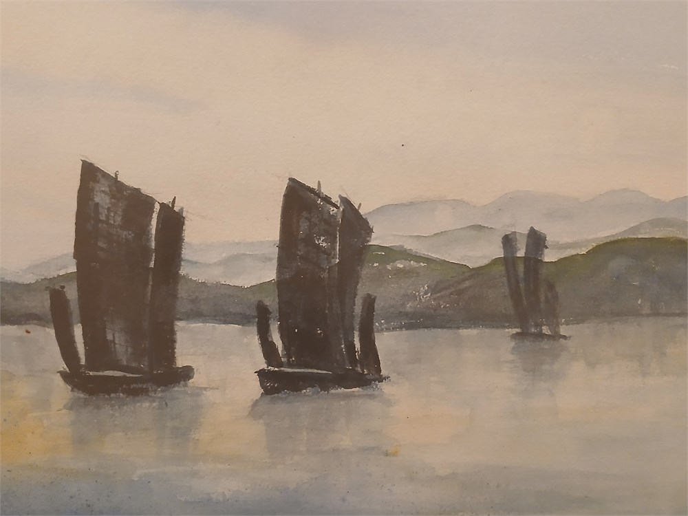 Transitional Design Online Auctions - Original Signed Watercolor "China ...