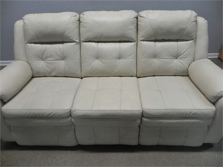Transitional Design Online Auctions - Tan Leather Reclining Couch / Sofa