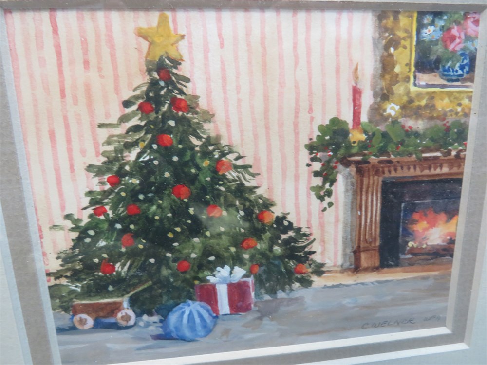 Transitional Design Online Auctions - C. WELNER Christmas Watercolor ...