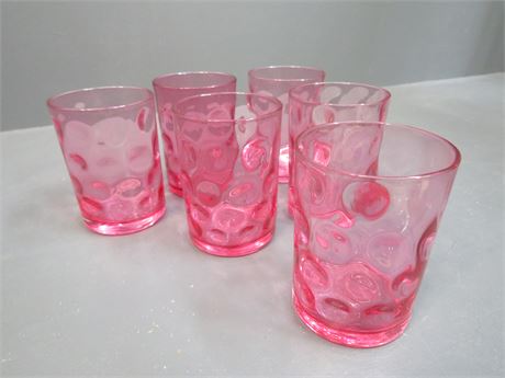 Transitional Design Online Auctions - Cranberry Thumb Print Glass ...
