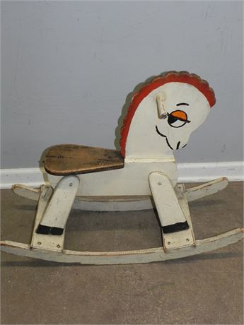 Transitional Design Online Auctions - Painted Wood Rocking Horse / 1950