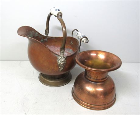 Transitional Design Online Auctions - Copper & Brass Coal Scuttle ...