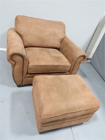 Transitional Design Online Auctions - Microfiber Oversized Chair w/Ottoman