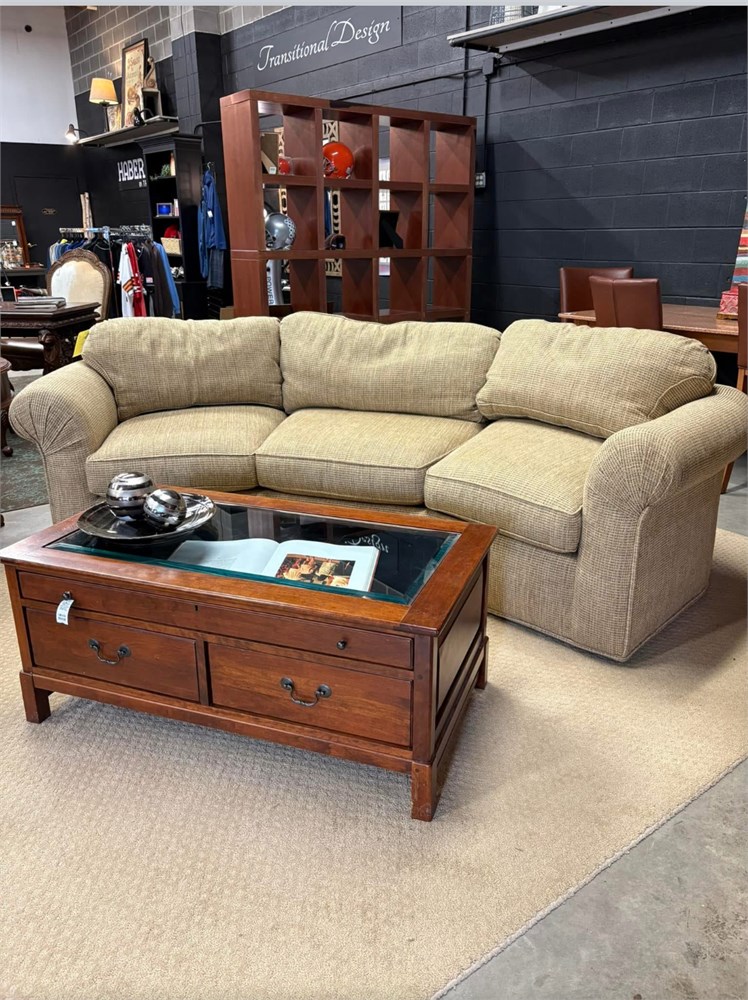 Transitional Design Online Auctions - Sherrill Curved Back Sofa