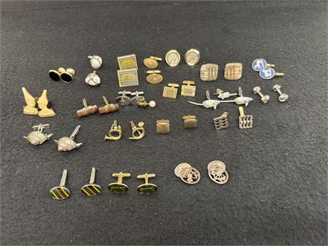 Transitional Design Online Auctions - Cuff Links-Tie Clasp-Sterling ...