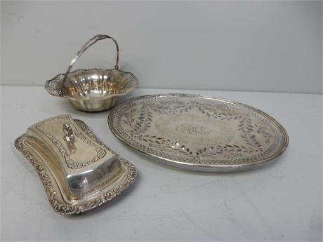 Transitional Design Online Auctions - Sterling Silver Bread Tray ...