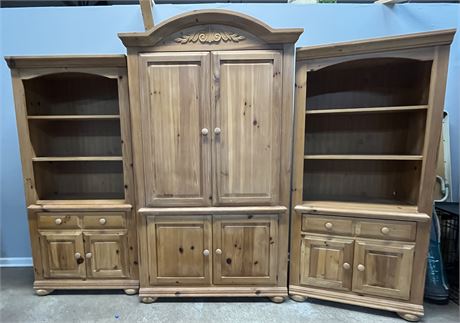 Transitional Design Online Auctions - Knotty Pine Wall Unit