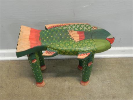 Transitional Design Online Auctions - Handcrafted Fish Stool