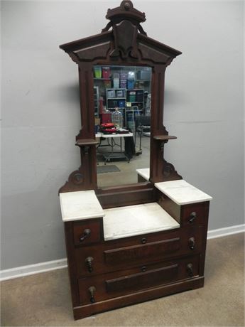 Transitional Design Online Auctions - Antique Vanity Dresser / Marble ...