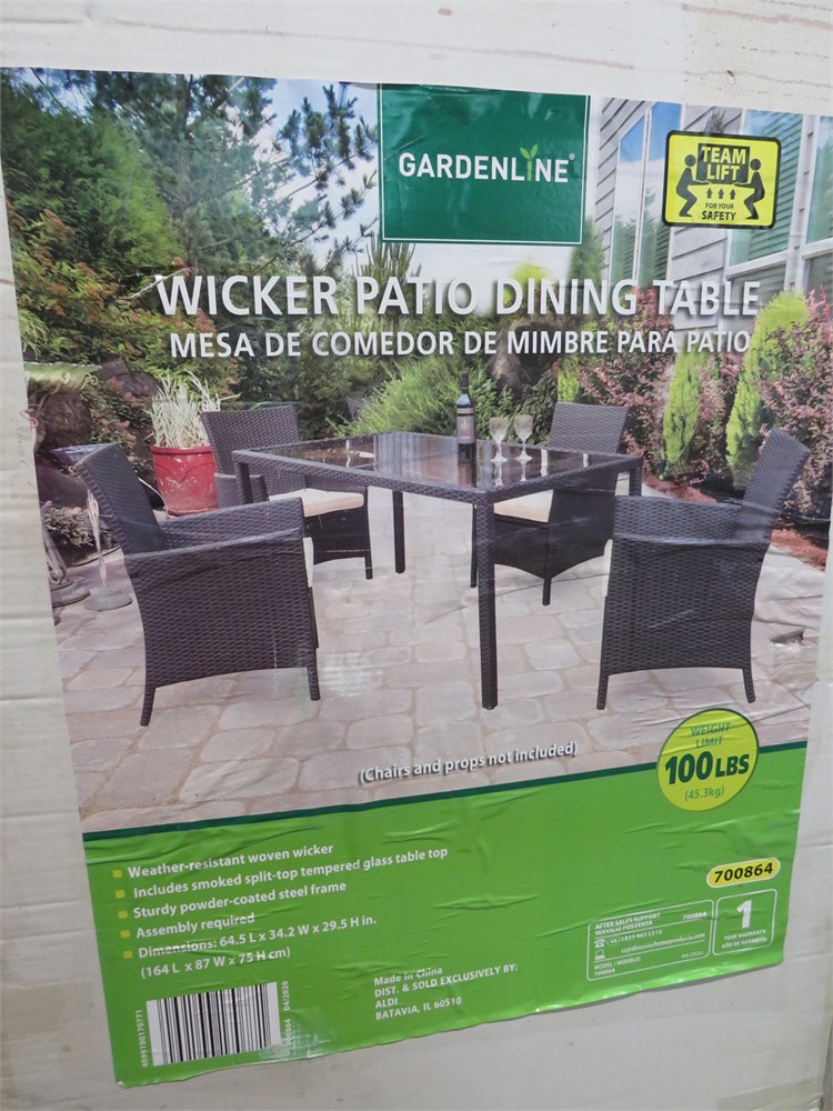 Transitional Design Online Auctions - GARDENLINE Wicker Patio Dining Table
