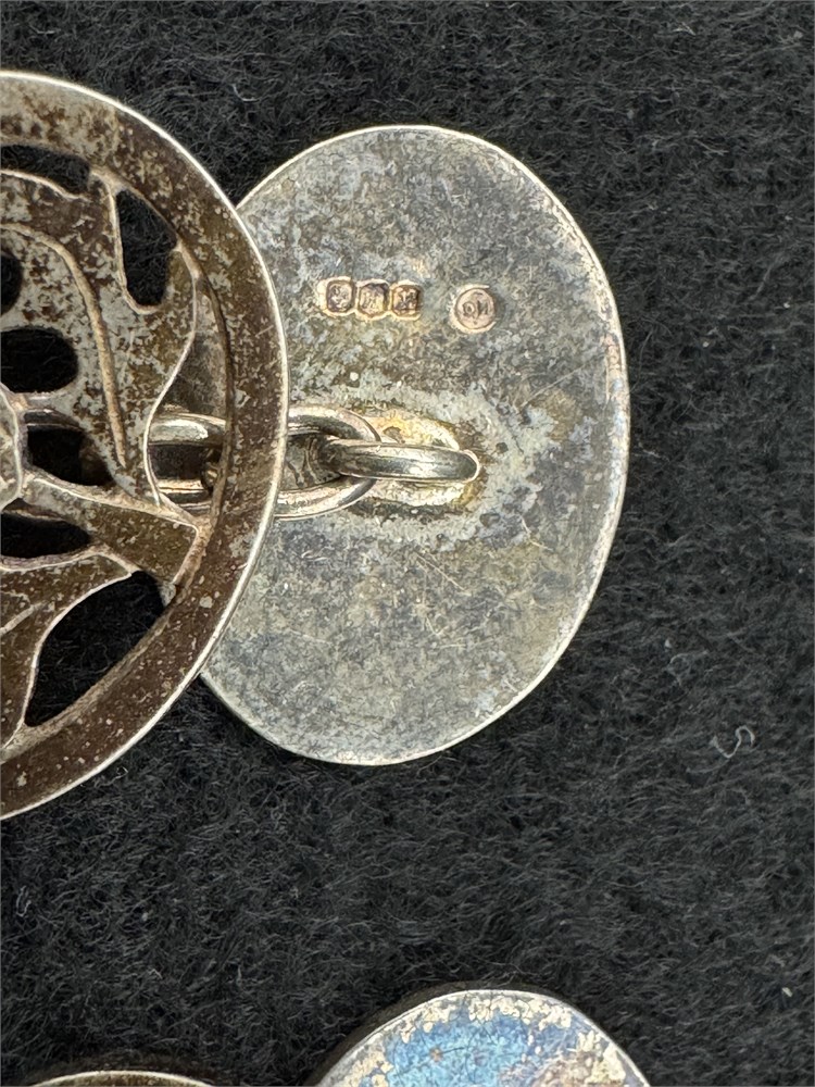 Transitional Design Online Auctions - Cuff Links-Tie Clasp-Sterling ...