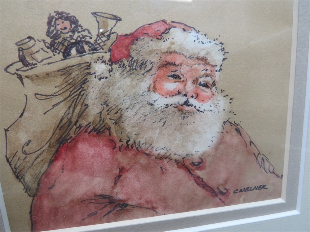 Transitional Design Online Auctions - C. WELNER Christmas Watercolor ...